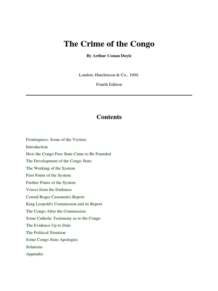 Arthur, Conan Doyle. Crime - of - Congo | PDF | Democratic Republic Of ...