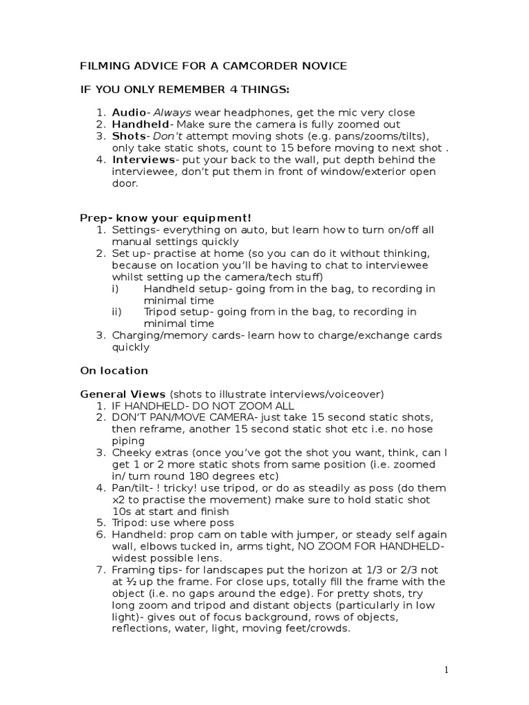 Filming Advice For A Camcorder Novice If You Only Remember 4 Things ...