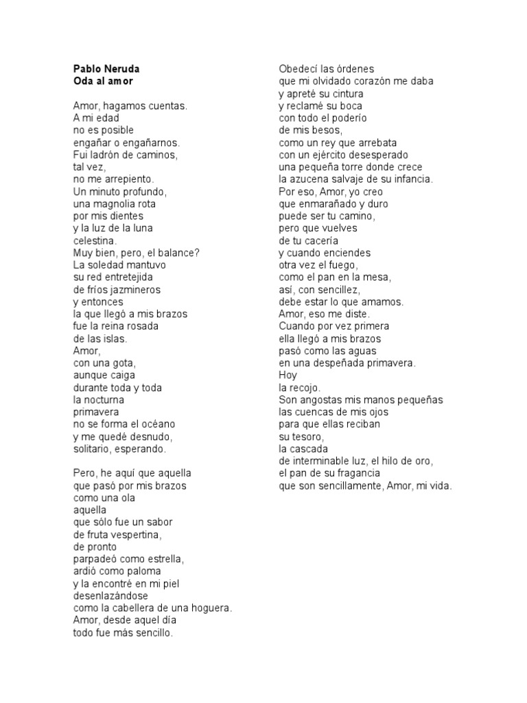 Guía N°6 Oda Al Amor Pablo Neruda | PDF | Poesía