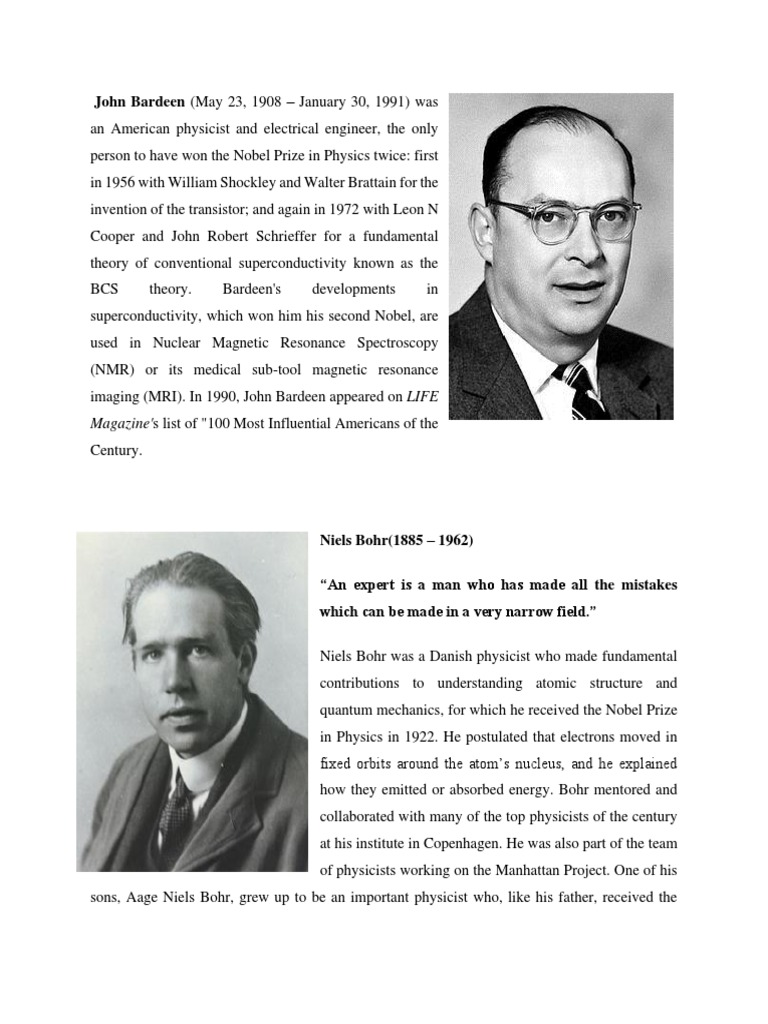 John Bardeen (May 23, 1908 - January 30, 1991) Was: Magazine's List of ...