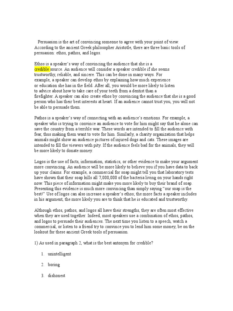 Persuasion is the Art of Convincing Someone to Agree With Your Point of ...