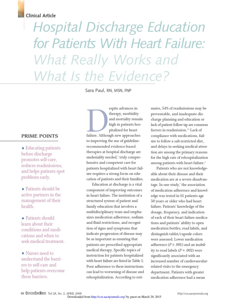 Hospital Discharge Education For CHF | PDF | Myocardial Infarction ...