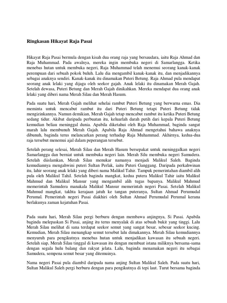 Ringkasan Hikayat Raja Pasai | PDF