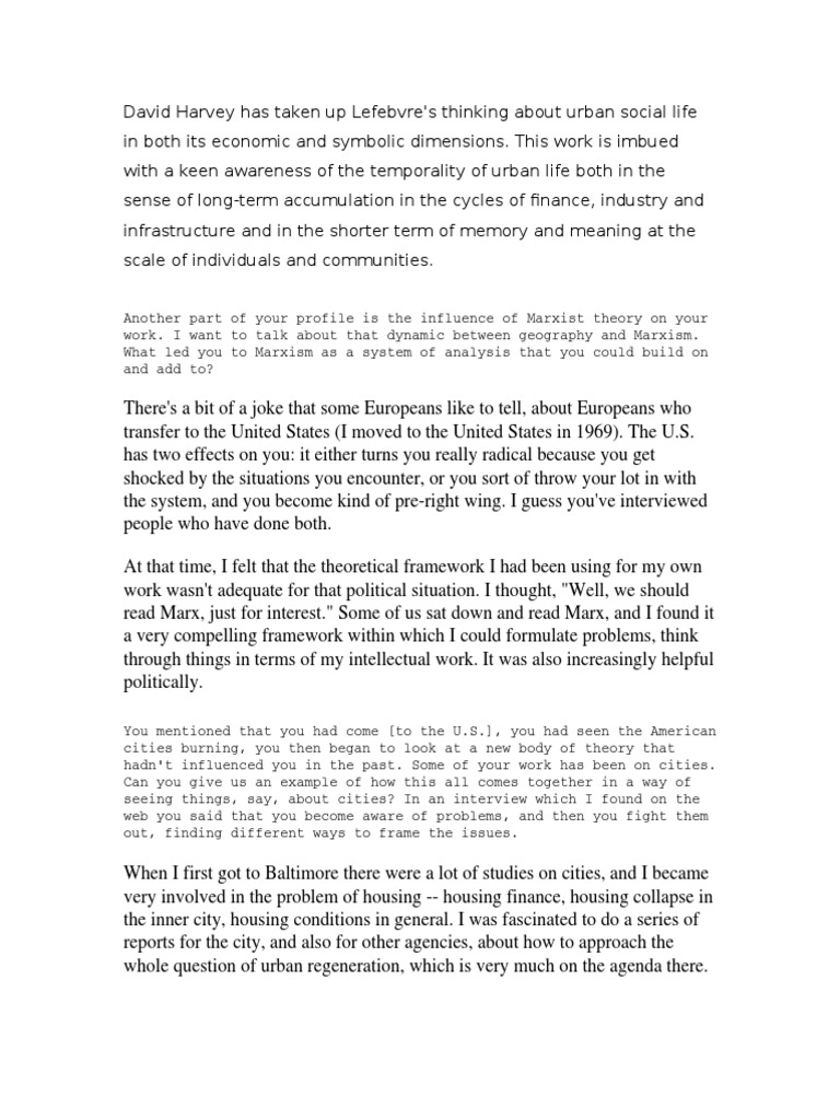 David Harvey Influences | PDF | Marxism | Theory