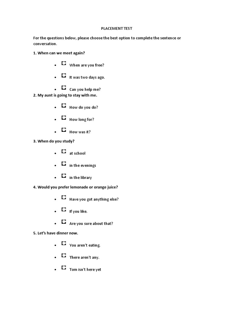 Placement Test | PDF
