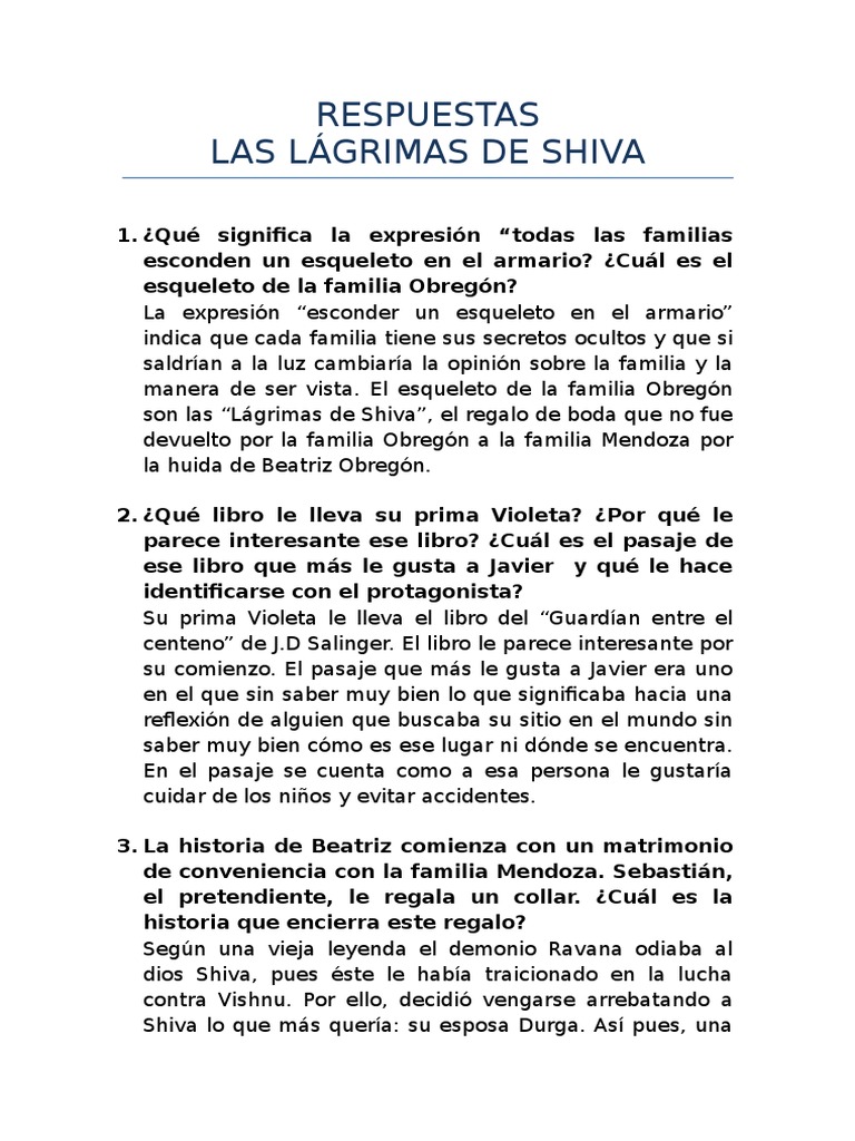 Las Lágrimas de Shiva | PDF | Ocio