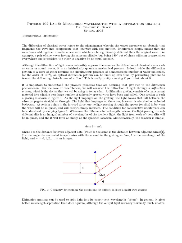 Measuring Laser Wavelengths with Gratings | PDF