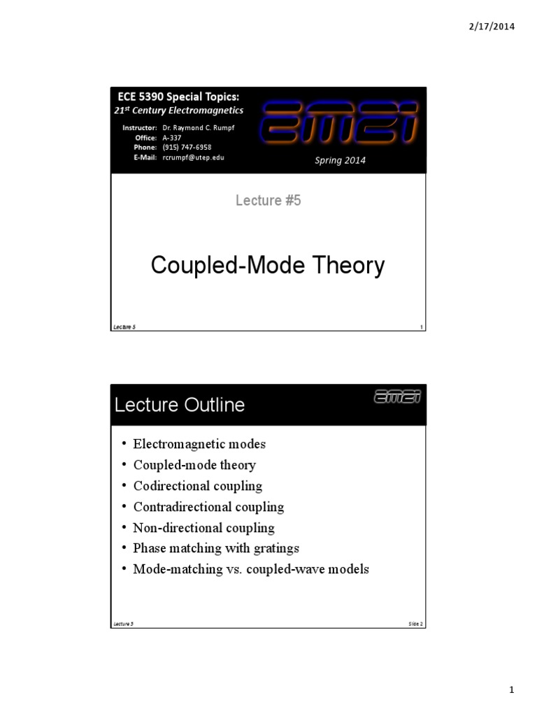 Lecture 5 - Coupled-Mode Theory | Download Free PDF | Metamaterial ...