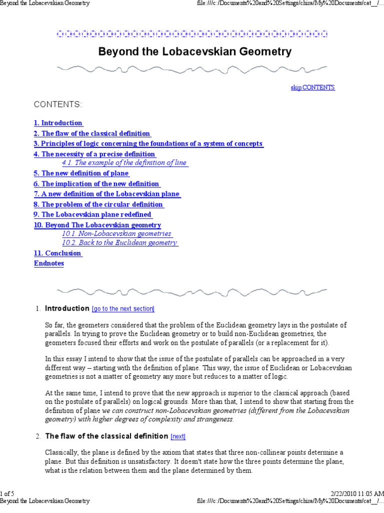 Beyond The Lobachevskian Geometry | PDF | Line (Geometry) | Euclidean ...