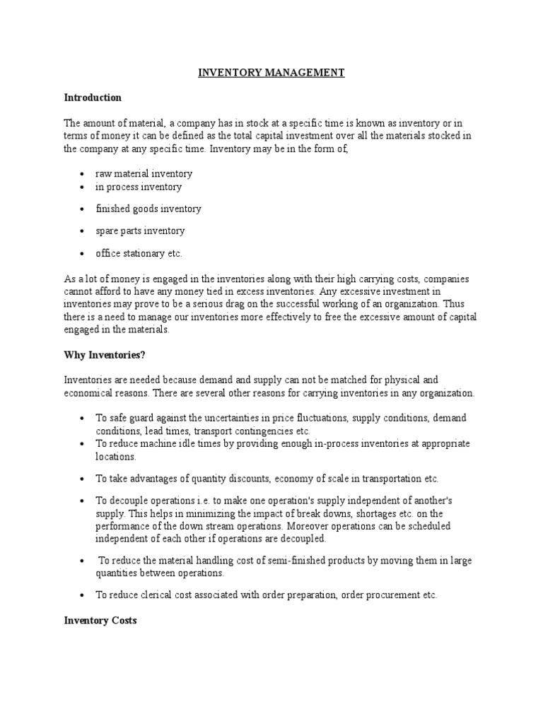Inventory Management | PDF | Inventory | Demand