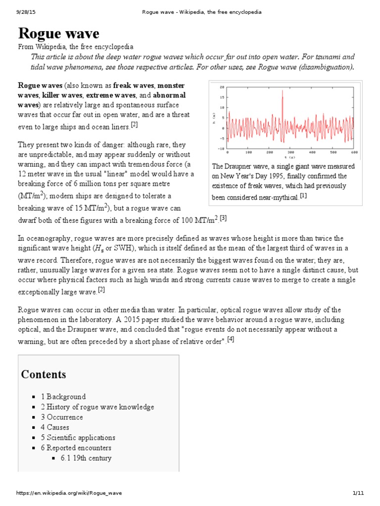 Understanding Rogue Waves: Ocean Phenomenon | PDF | Tsunami | Oceans