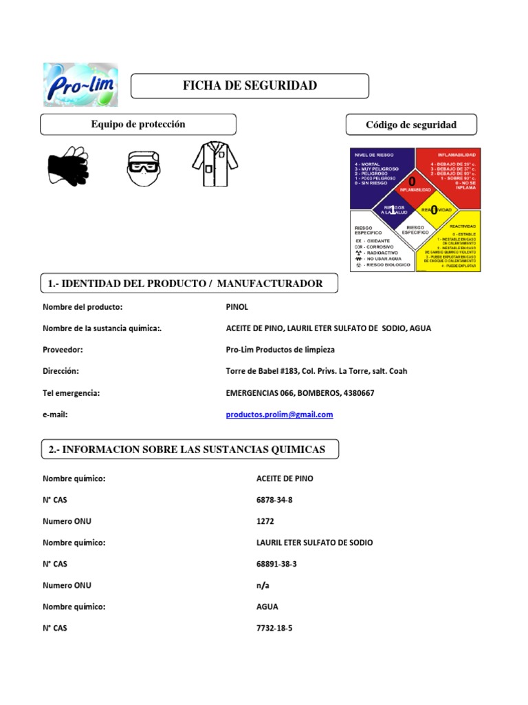 MSDS-PINOL- DESINFECTANTE