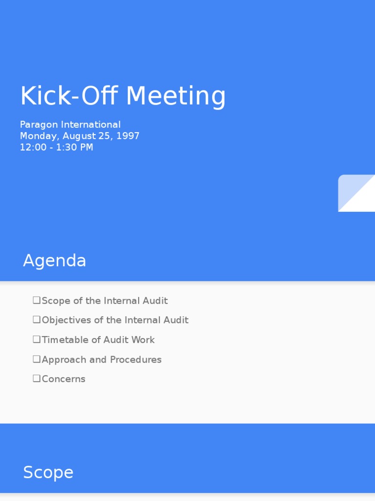 Kick Off Meeting (Sample) | PDF
