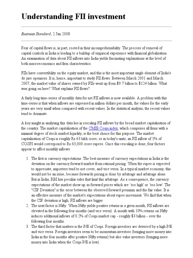 FII Inflows and Cospi Market Dynamics | PDF | Corporate Governance ...
