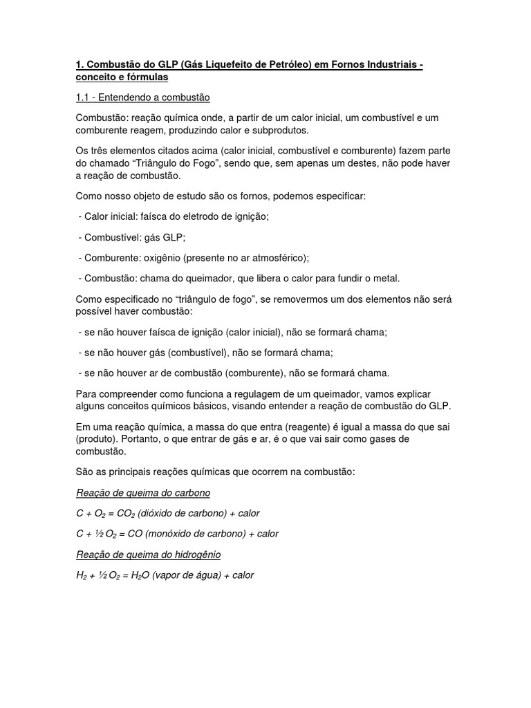 Combustão Do GLP | Download grátis PDF | Combustão | Engenharia de ...