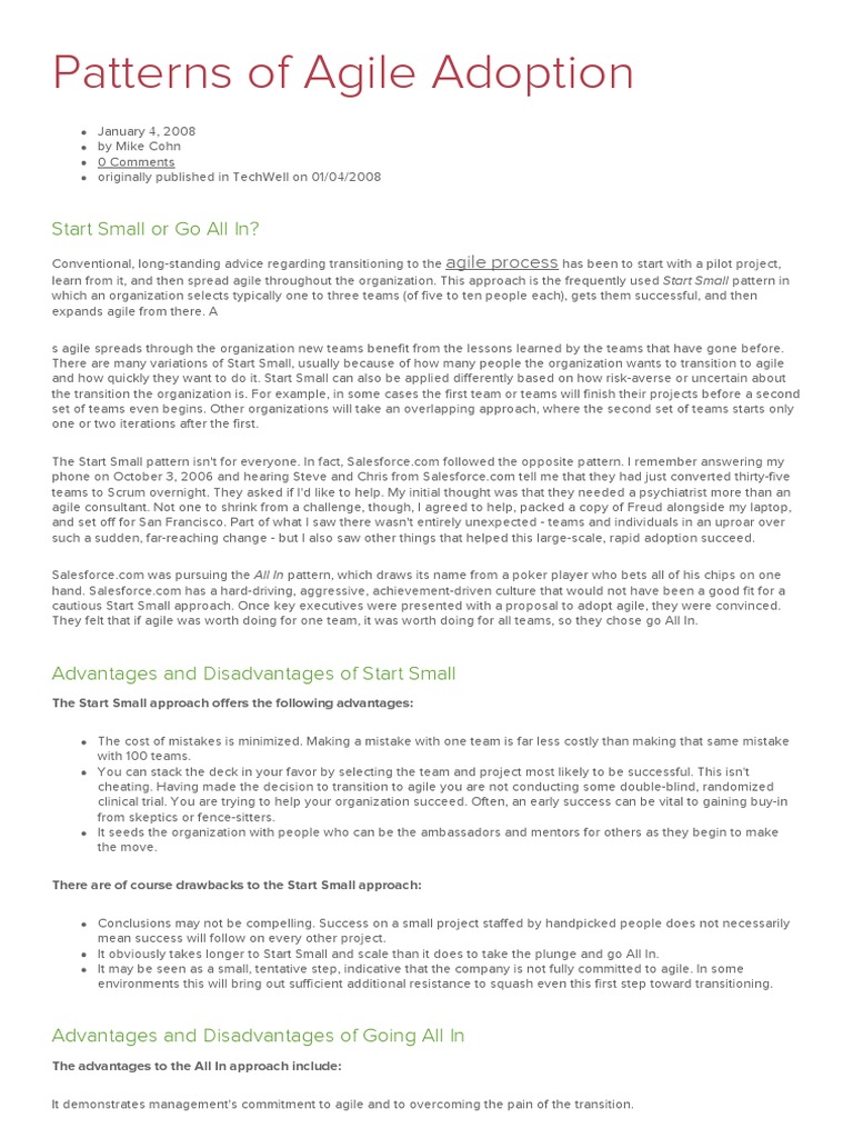 Patterns of Agile Adoption | PDF | Agile Software Development | Project Management
