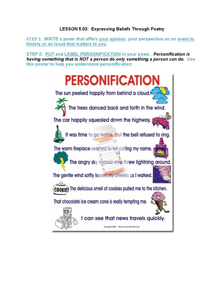 Poetry and Personification Lesson | PDF