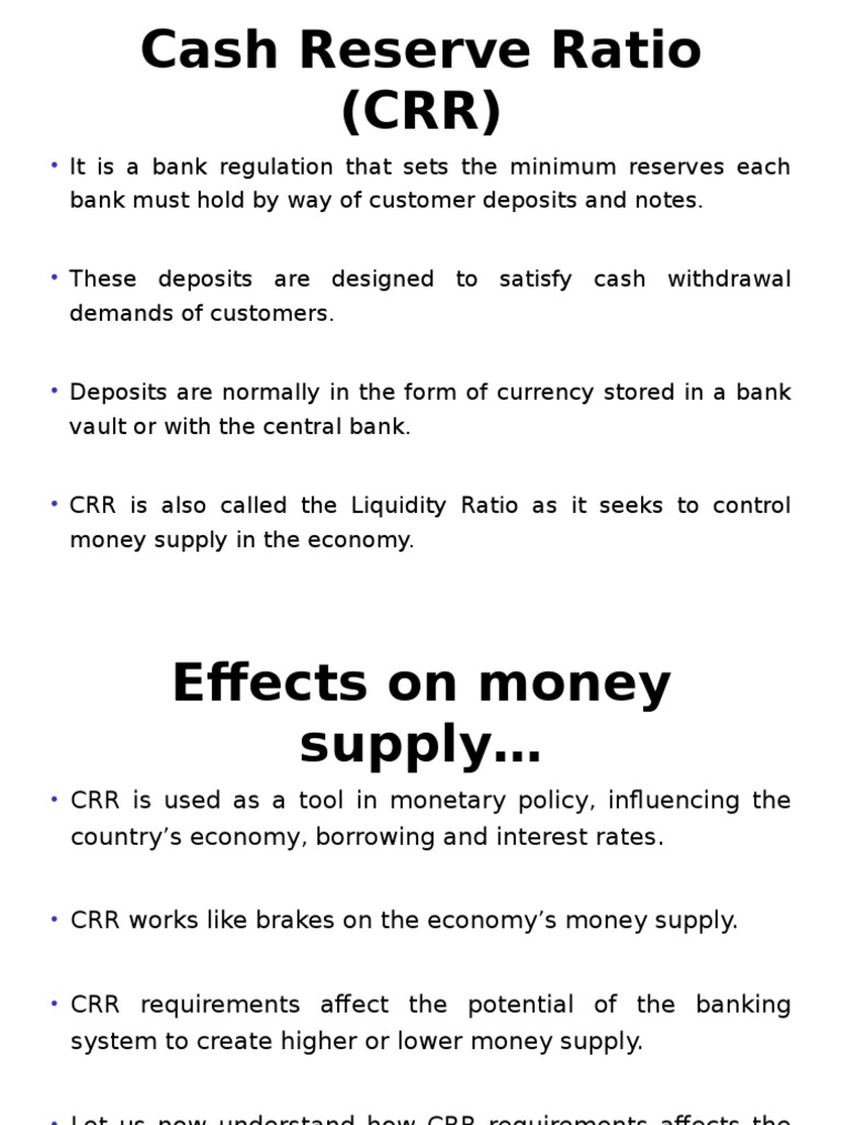 Cash Reserve Ratio | PDF | Reserve Requirement | Money Supply