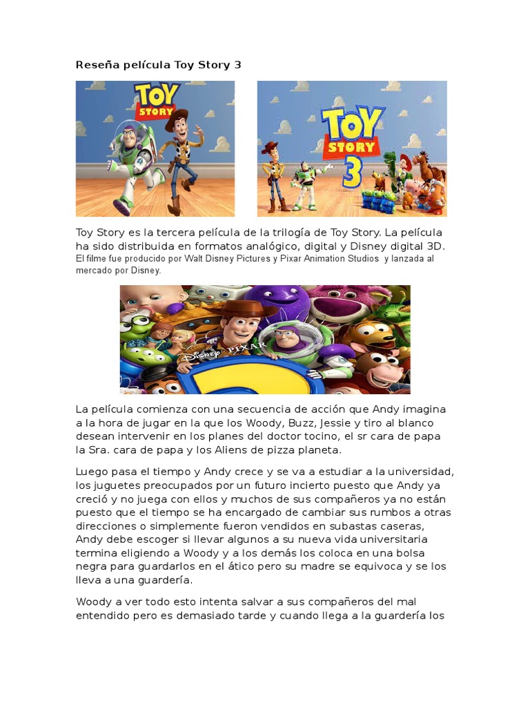 Reseña Película Toy Story 3 | PDF | Animación | Cine