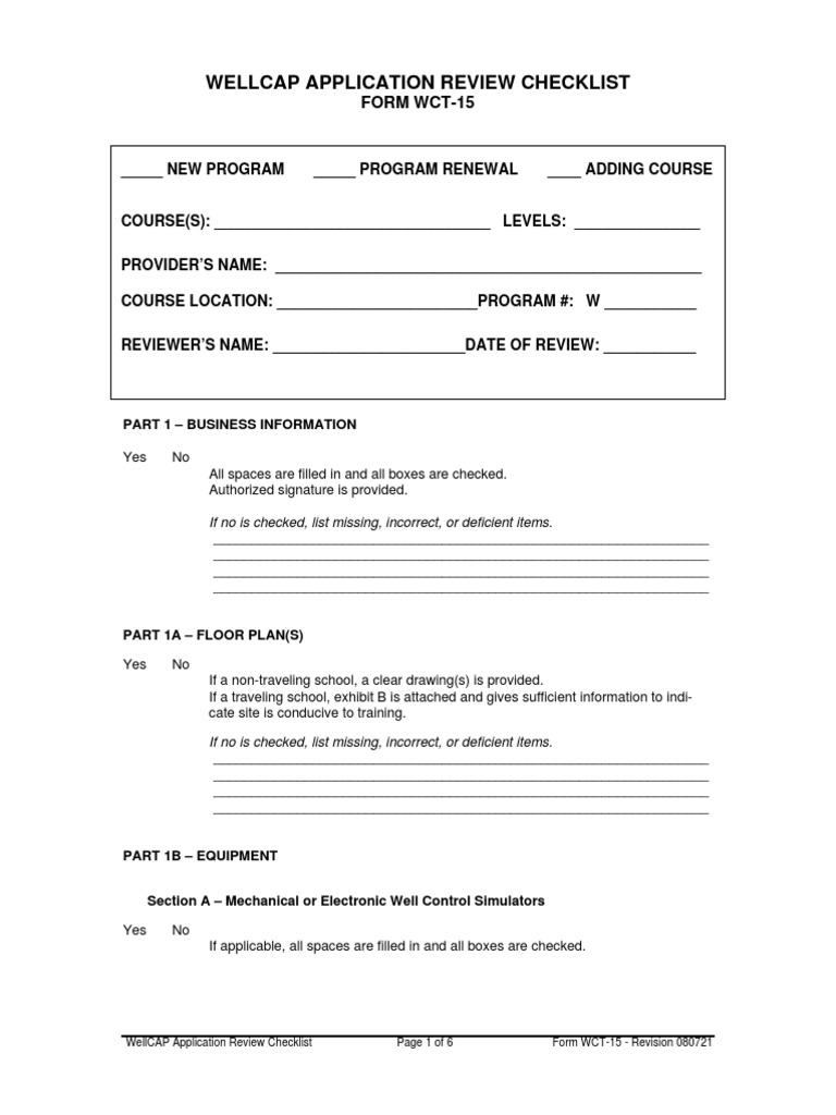 WellCAP Application Review Checklist | PDF | Résumé | Teaching And Learning