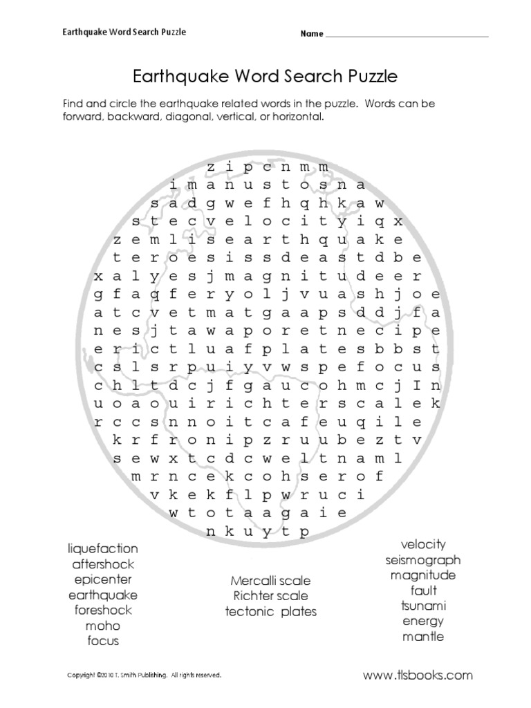 Earthquake Word Search Puzzle Answers | PDF | Philosophy | Language ...