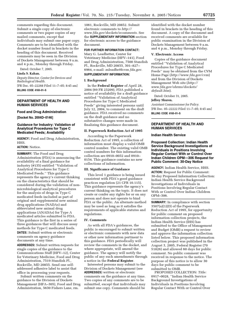 Notice: Reports and Guidance Documents Availability, Etc.: Type C ...
