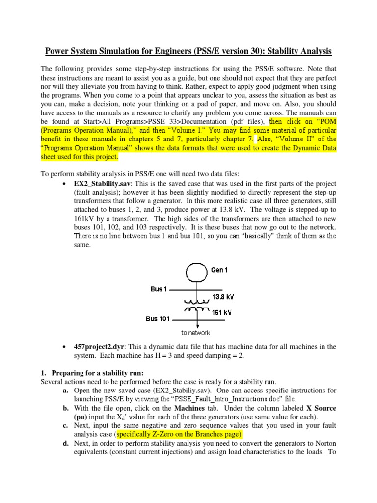 PSSE Intro Stabilty Instructions | PDF | Simulation | Input/Output