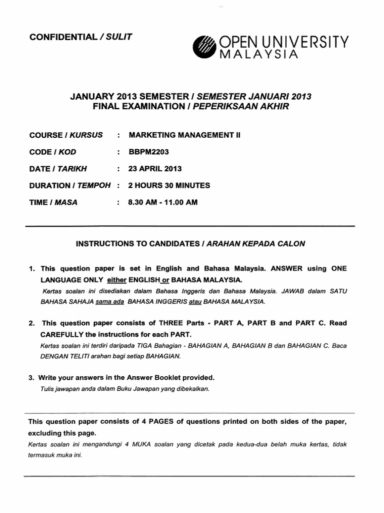 Conton Soalan Exam Oum | PDF