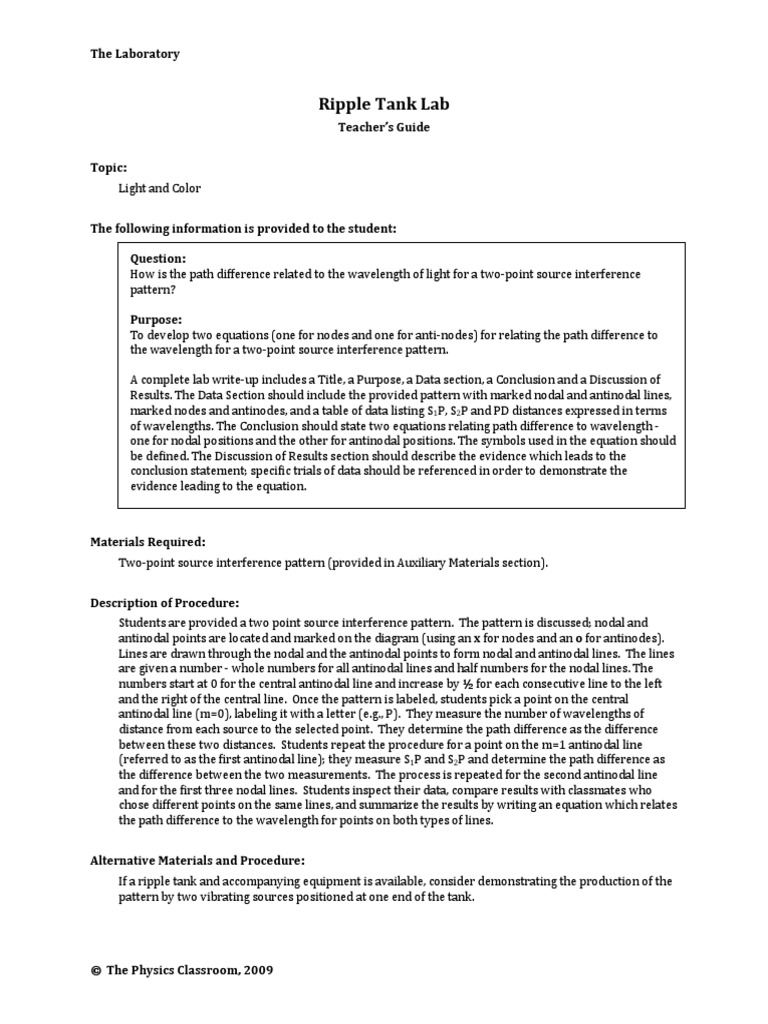 Ripple Tank Lab | PDF | Wavelength | Interference (Wave Propagation)