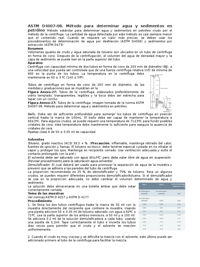 Agua y Sedimentos Por Centrifugacion ASTM-D4007 | PDF | Centrífugo | Botella