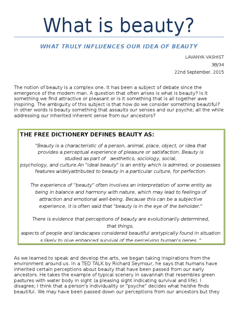 What Is Beauty | PDF | Beauty | Subjective Experience