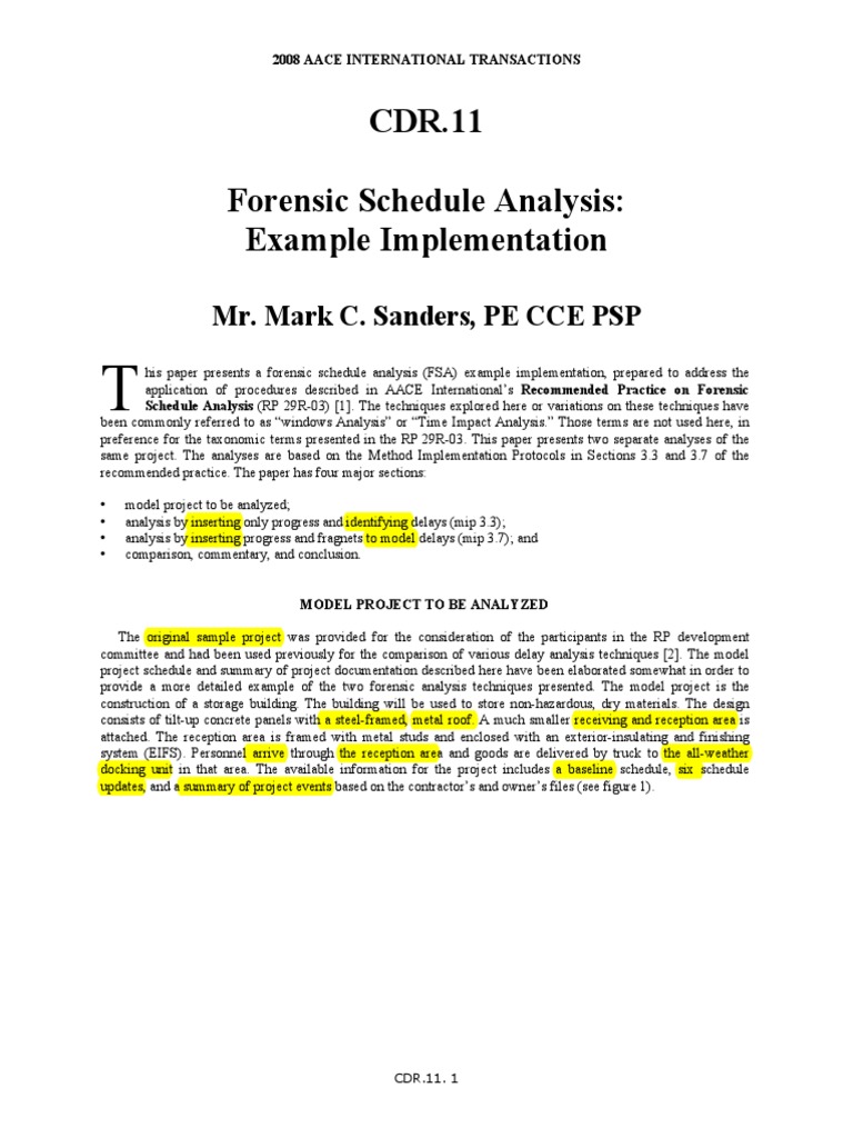 AACE FSA Example Implementn P1 | PDF