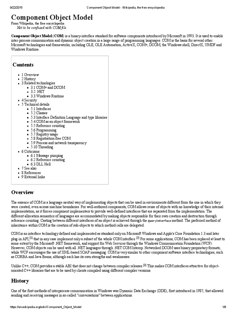 Component Object Model Pdf Component Object Model Class Computer Programming