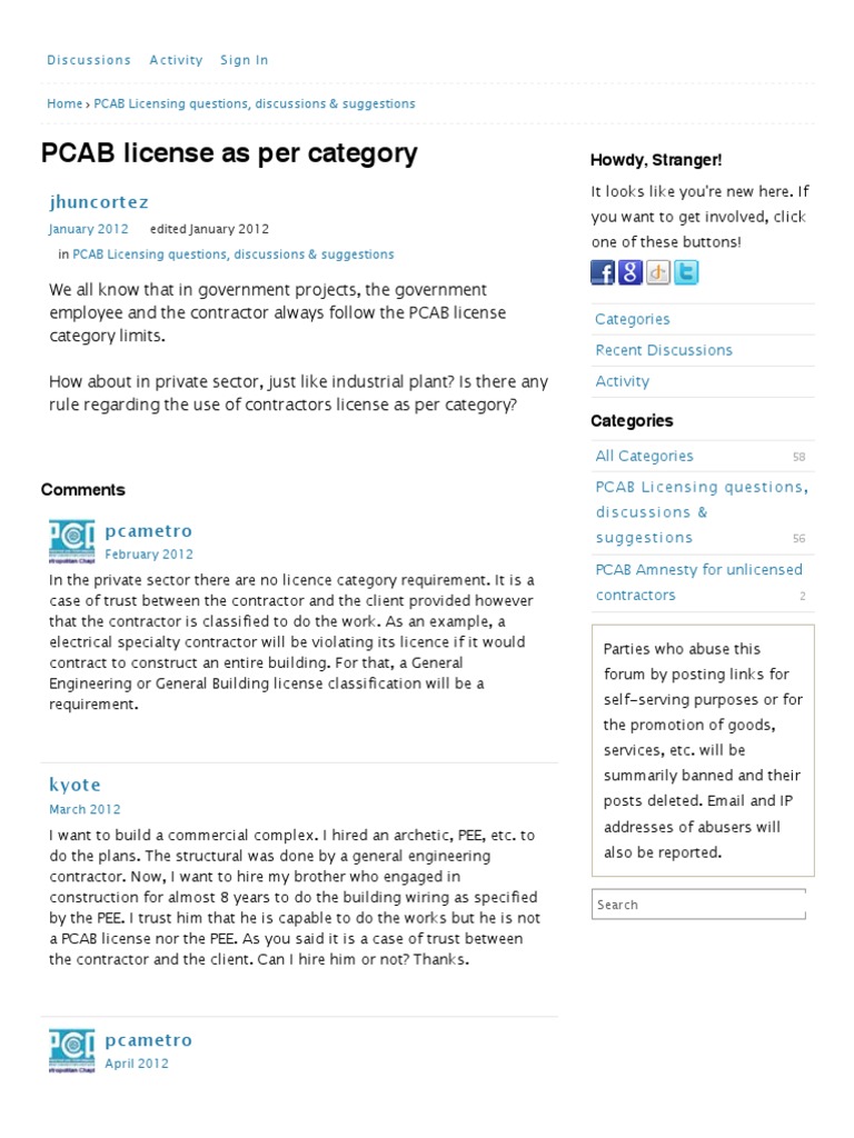 Understanding PCAB License Categories | PDF | Business