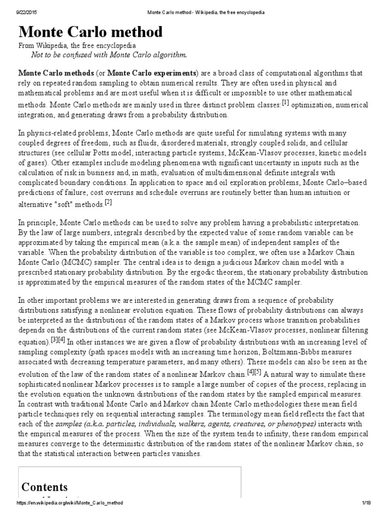 Monte Carlo Method | PDF | Monte Carlo Method | Statistical Theory