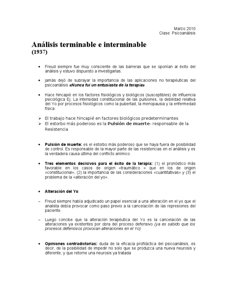 Análisis Terminable e Interminable en Freud | PDF | Neurosis ...