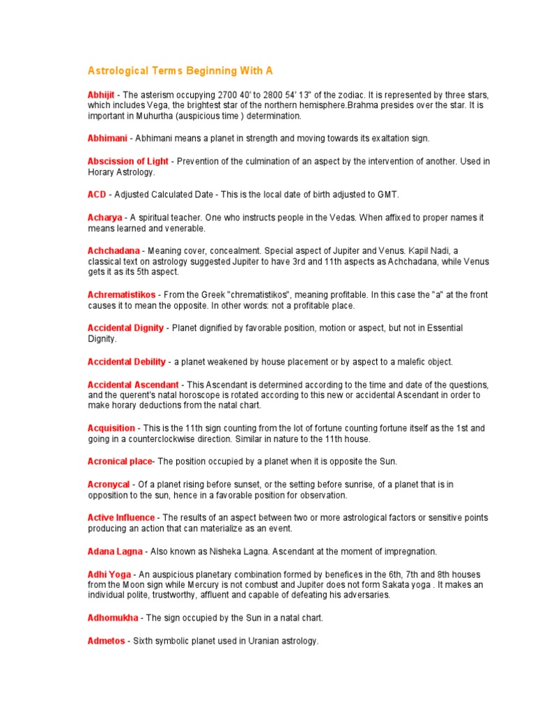 Astrological Terms & Dictionary | PDF | Astrological Sign | Horoscope