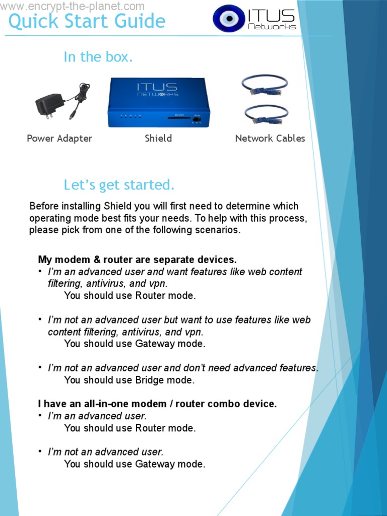 Shield Quick Start Guide | PDF | Gateway (Telecommunications) | Local Area Network