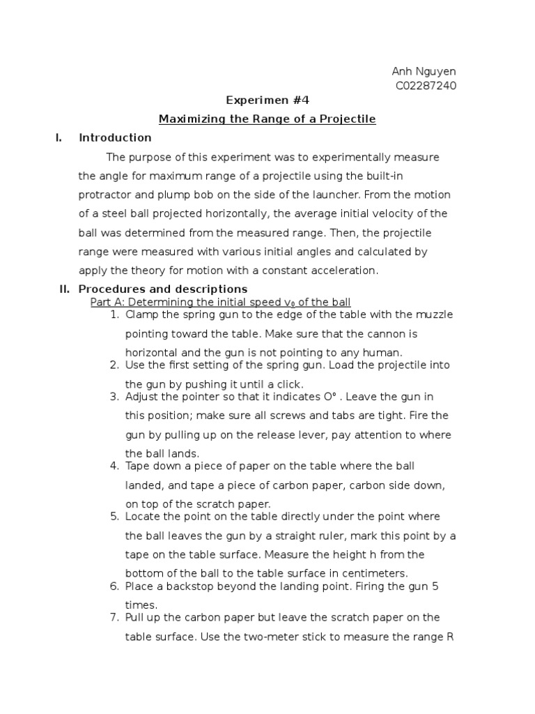 Physics Lab: Projectile Range Study | PDF | Gun | Angle