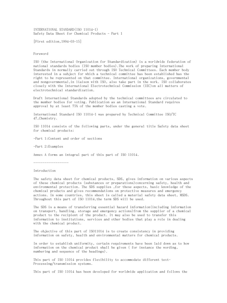 International Standard (Iso 11014-1) | PDF | International Organization For Standardization ...