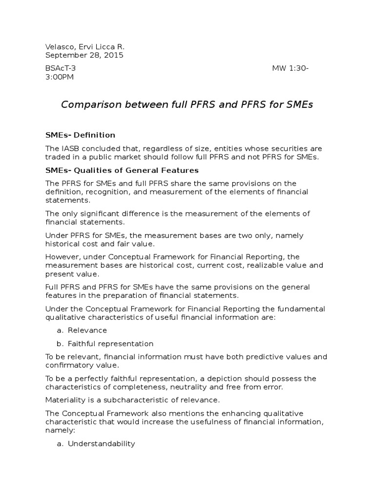 PFRS For SMEs vs. Full PFRS | Deferred Tax | Intangible Asset