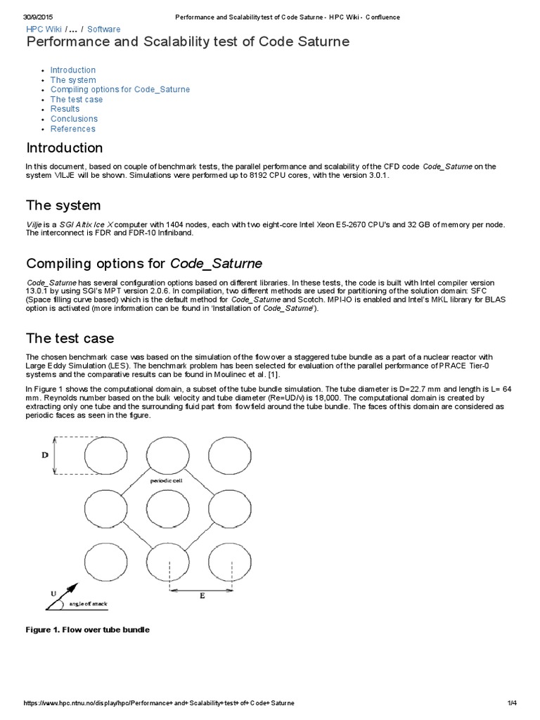 Performance And Scalability Test Of Code Saturne Hpc Wiki Confluence Pdf Pdf