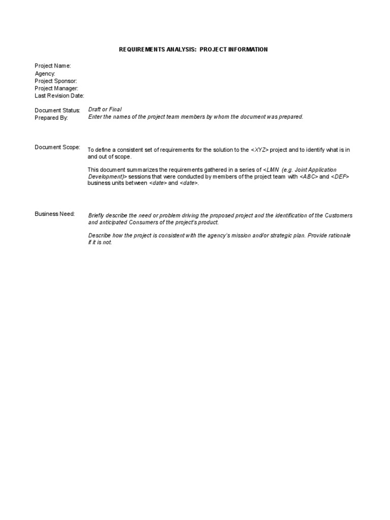 Requirements Analysis Document Template | PDF | Business Process ...
