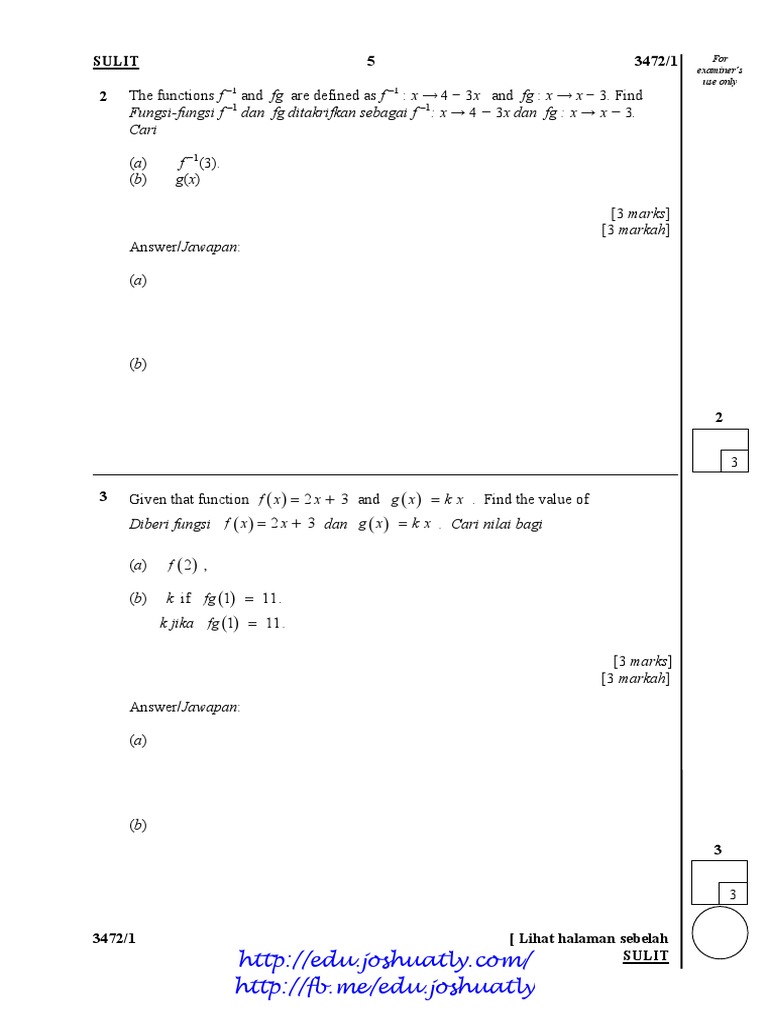 1 Functions - Form4 Add Math | PDF | Algebra | Geometry