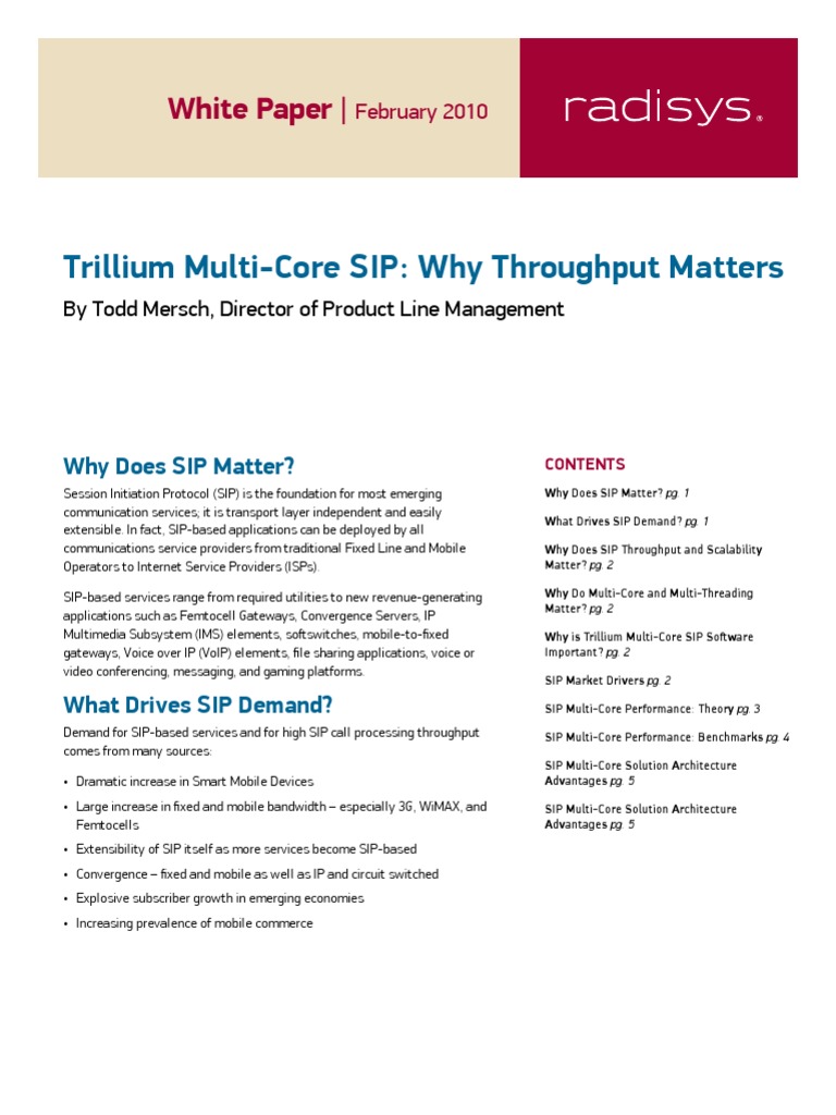 Paper Trillium Multicore Sip | PDF | Multi Core Processor | Session Initiation Protocol