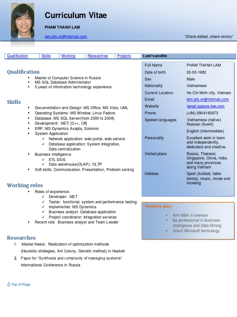 Pham Thanh Lam's Professional CV | PDF