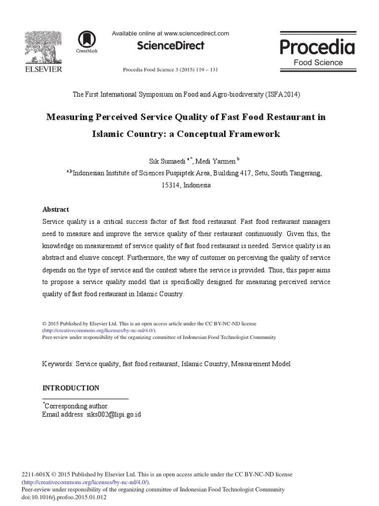 Measuring Perceived Service Quality of Fast Food Restaurant | PDF ...