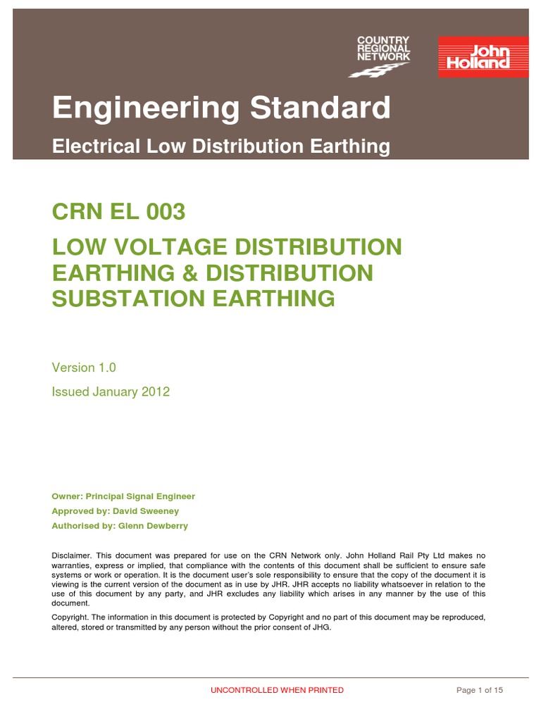 Low Voltage Distribution Earthing | PDF | Electrical Substation ...