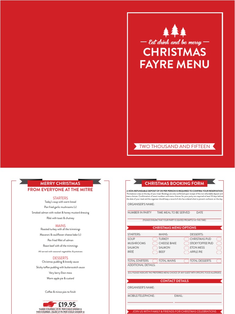 Christmas Fayre Menu: Eat Drink and Be Merry | PDF