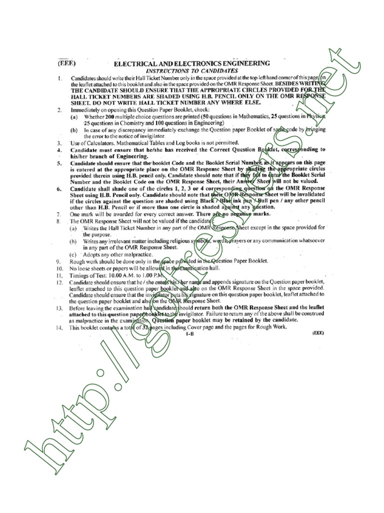 ECET 2012 Electrical Question Paper With Answers Download | PDF